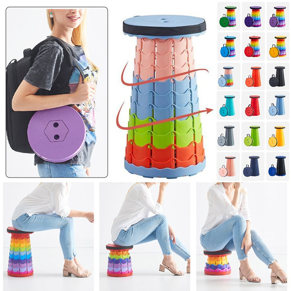Upgrade Full Color Multicolor Portable Double Buckle Retractable Stool ...