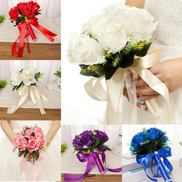 Simulation Flowers Artificial Wedding Bouquet Flowers Roses Wedding ...