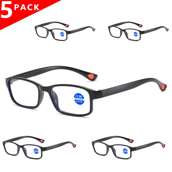5 PACK Small Square Anti Blue Light Reading Glasses Women Men Brand ...
