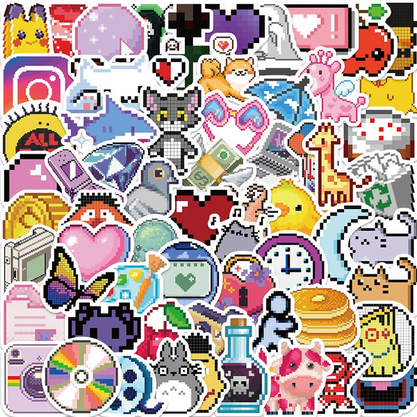 10/65Pcs Ins Style Pixel Stickers Pixel Art Style Sticker Graffiti Kids ...