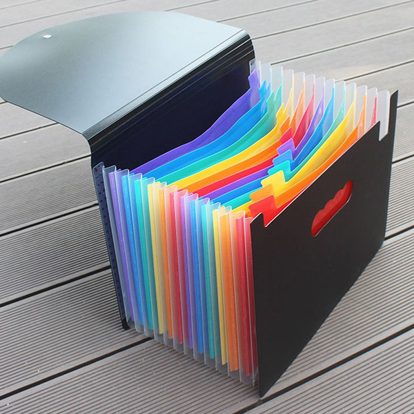 Expanding Large-capacity Desk Storage A4 Storage Bag Rainbows 13 Pocket ...