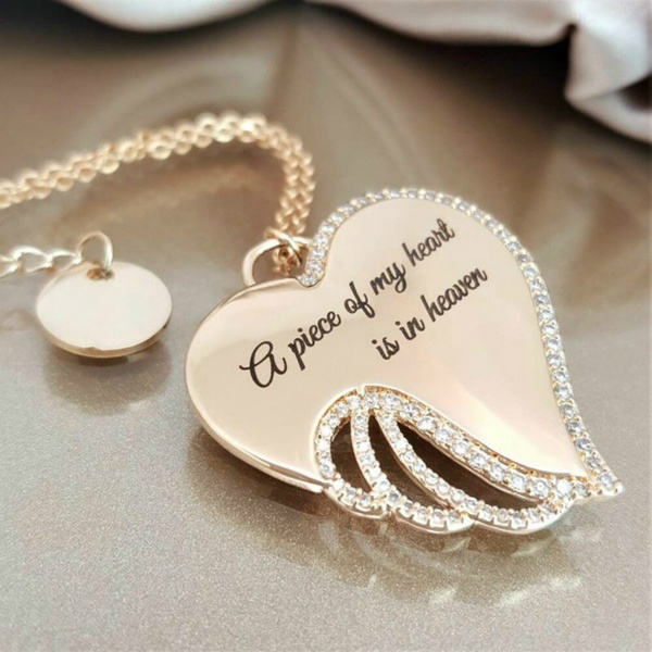New Style A Piece of My Heart Is In Heaven Memorial Necklace Elegant ...