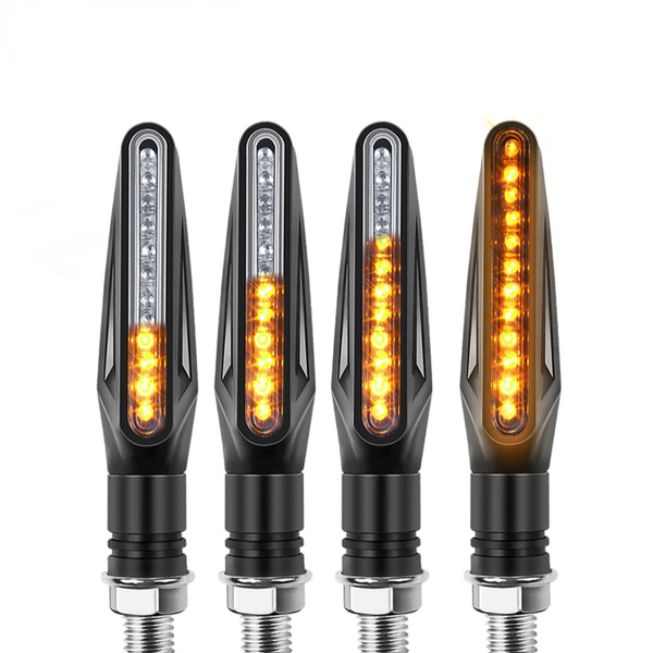 2PCS Universal Motorcycle LED Turn Signals Light Flowing Water Flashing ...