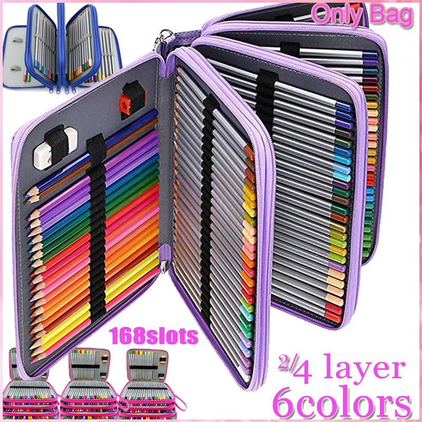 The New 1PC 184 Slot 4/2/1 Layer Colored Pencil Case with Ornaments ...