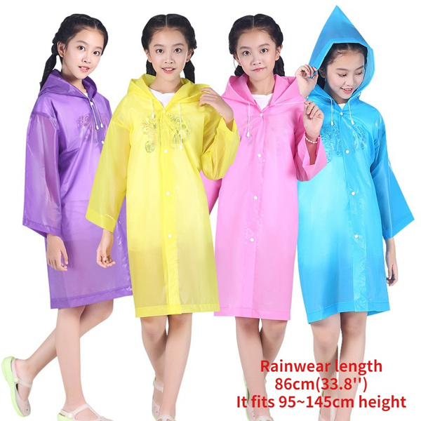EVA Transparent Fashion Frosted Child Raincoat Girl And Boy Rainwear Outdoor Hiking Travel Rain ...