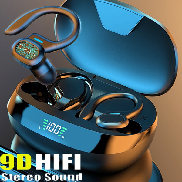 TWS Bluetooth Earphones Sport Ear Hook Headphones 9D HiFi Stereo Wireless Earbuds Noise ...