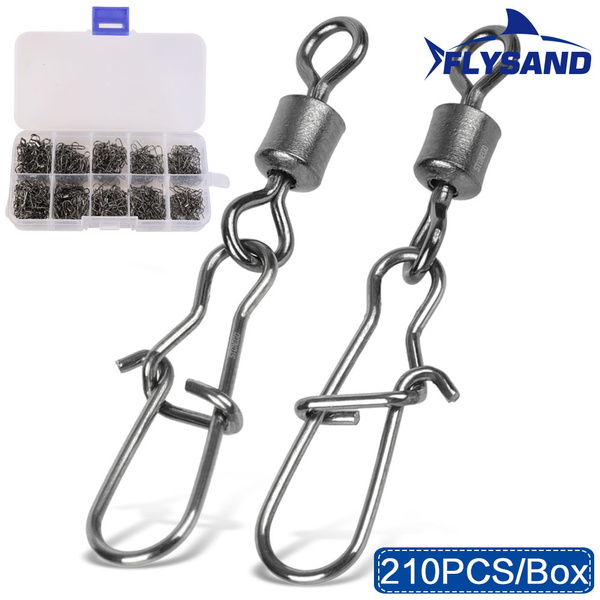 FLYSAND 210PCS/Box Fishing Swivels With Coastlock, 26lb-66lb High ...