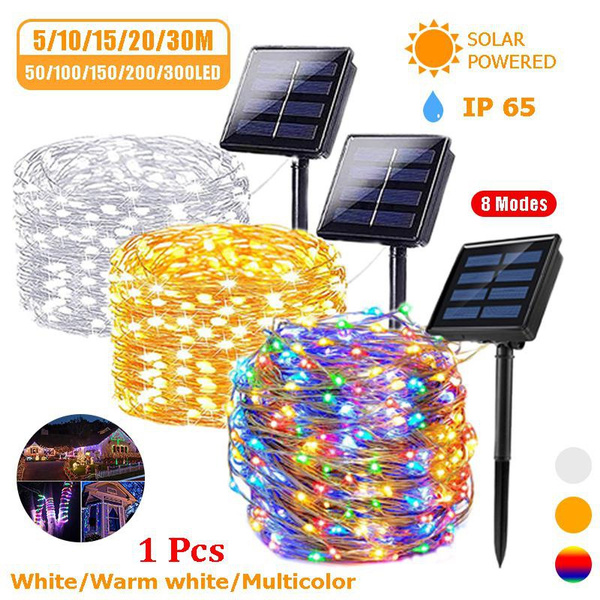 1Pcs Solar String Lights Outdoor Waterproof 5/10/15/20/30M Have 8 Modes ...