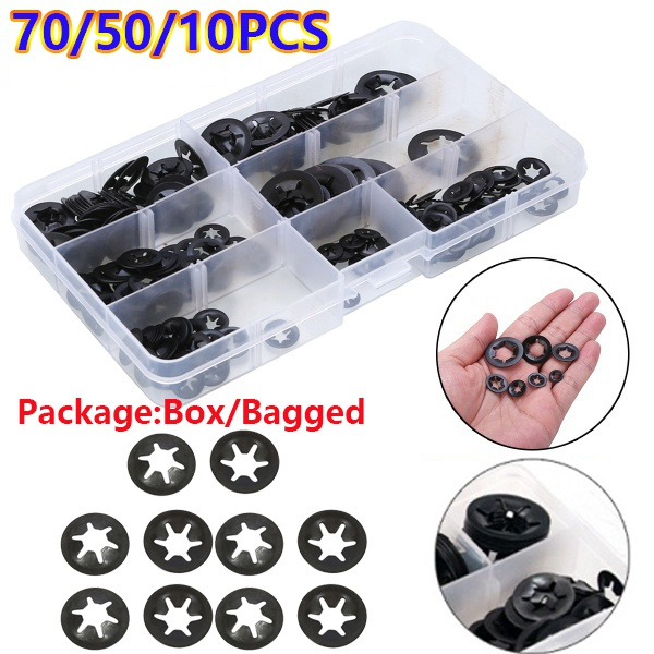 70/50/10PCS Tooth Starlock Push On Locking Washers Speed Clips Quick ...