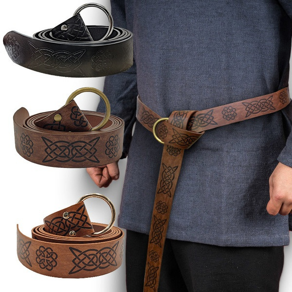 Medieval Embossed PU Leather O Ring Belt Costume Retro Accessory Retro ...