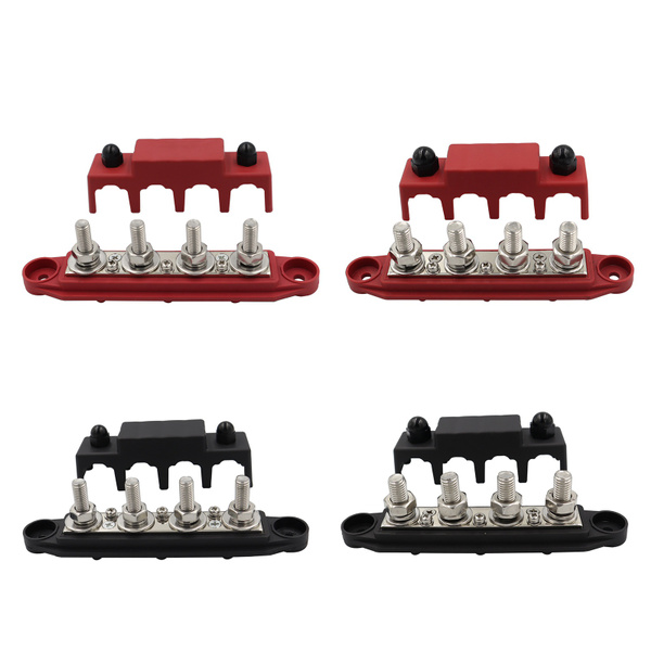 48V Power Distribution Block 250A Bus Bar Terminal Block with Cover 4 x 3/8" or 4x 5/16 ...
