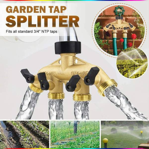 Brass Garden 4 Way Tap Connector Splitter Hose Pipe Switcher Nozzle | Wish