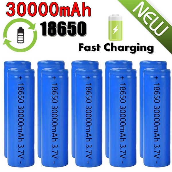30000mAh 3.7V Flat Head Li-ion Battery 18650 Li-ion Rechargeable Battery for LED Flashlight ...