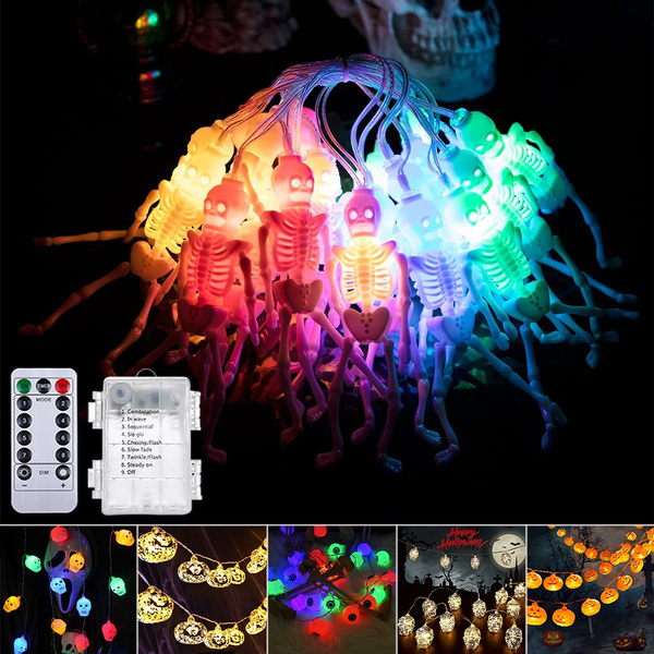 20 LED Halloween Skull String Lights LED Pumpkin Lights Skeleton Skull ...