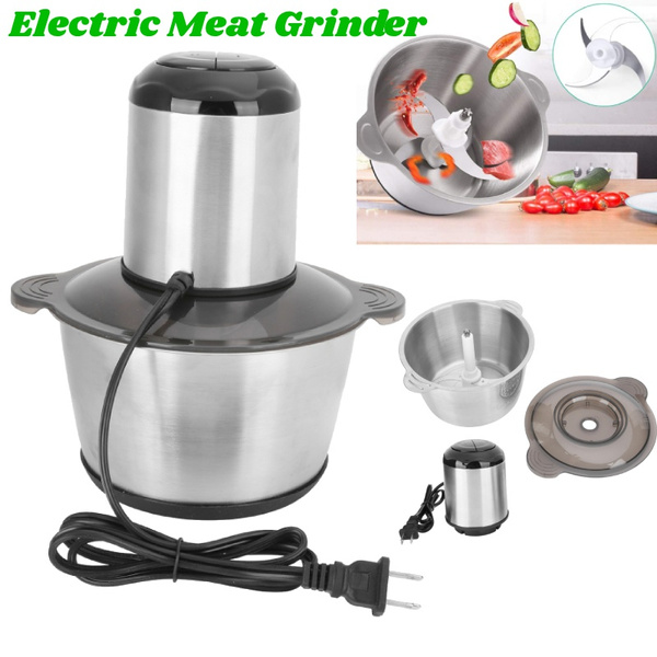 Food Processors,2L Stainless Steel Bowl Meat Grinder Electric, 2 Speeds ...