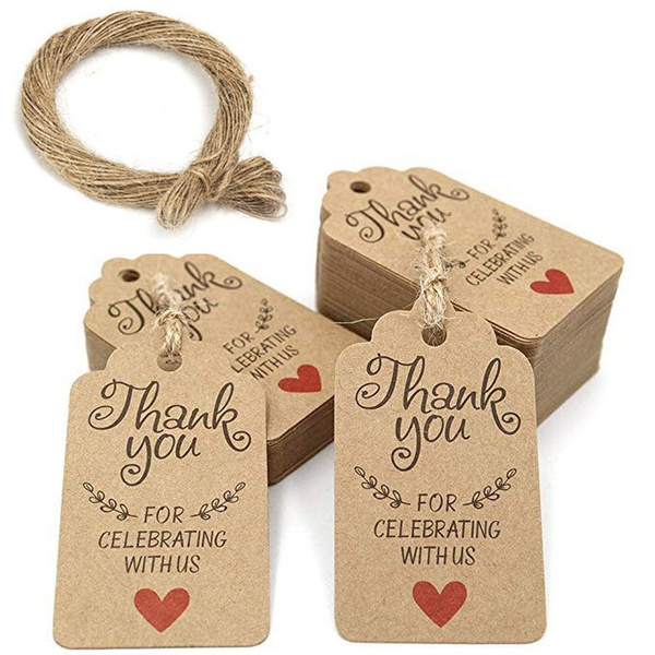 100pcs Kraft Paper Thank You for Celebrating with Us Tags for Wedding ...