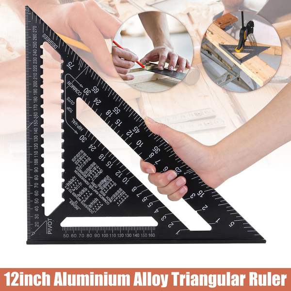 7/12inch Metric Aluminum Alloy Triangle Ruler Black Triangular Rule ...