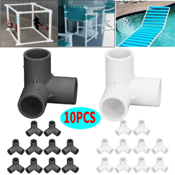 Pipe Fittings,10PCS 3 Way Pipe Fittings PVC Plastic Right Angle Tee ...