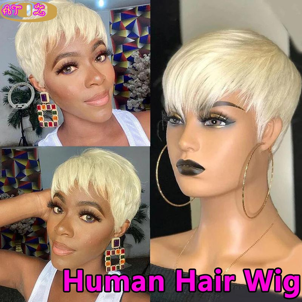 ATOZWIG 613 Blonde Pixie Cut Wigs Short Bob Pixie Human Hair For Women ...
