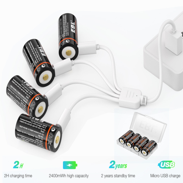 EBL 4Pcs 3V 800mAh Rechargeable Batteries for Arlo Wireless Camera ...