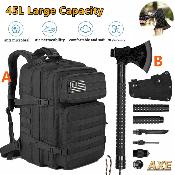 Folding Survival Axe Camping Multi-Tool Hatchet Kit Tactical Tomahawk ...