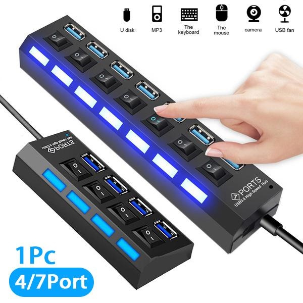4/7 Ports USB 2.0 Hub for Laptop Adapter Power Adapter Dock Station ...