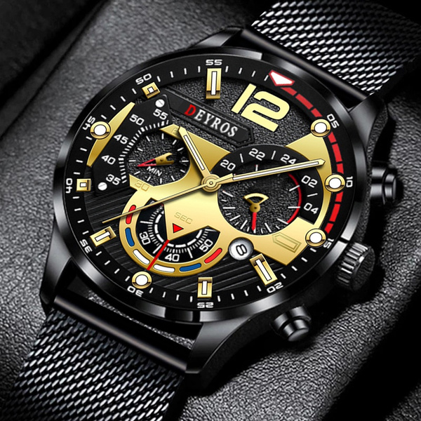 2023 Fashion Mens Business Watches Luxury Stainless Steel Mesh Belt ...