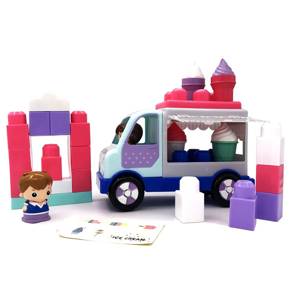 Building Block Ice Cream Van Large Particle Brick Popsicle Cart Toy ...