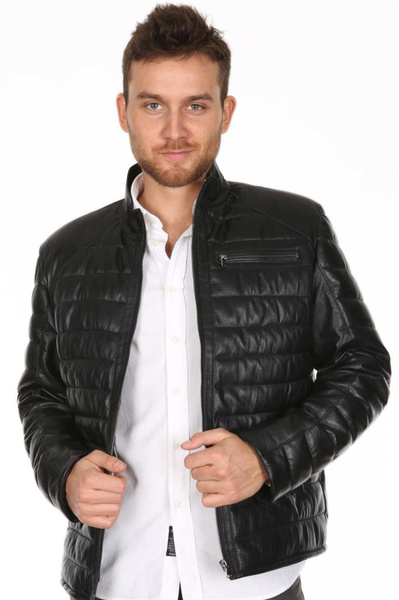 genuine leather men's jacket sport model original lambskin black colour ...