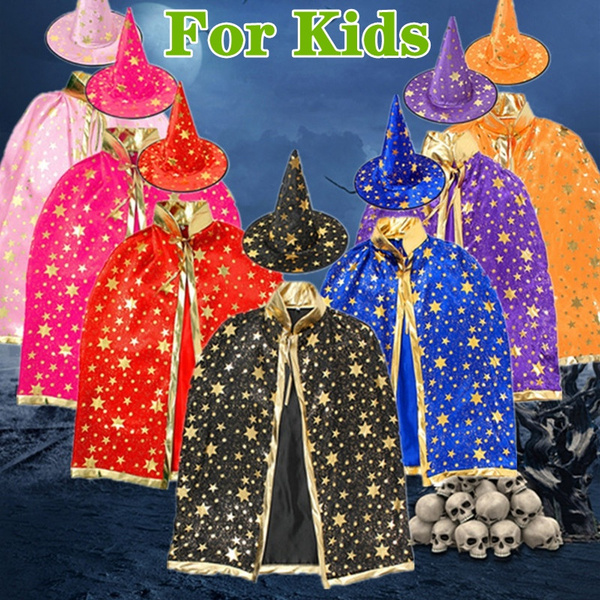 Halloween Costumes Set Witch Cloak With Hat Wizard Cloak Cape Star ...