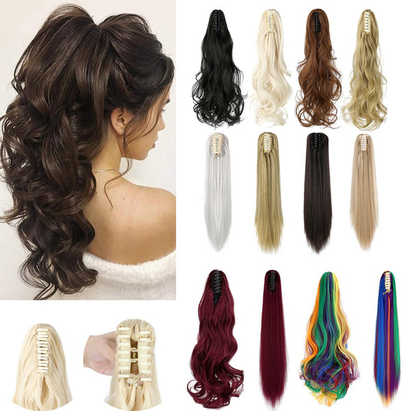 Big Claw Clip In Hair Extension Long Curly Black Claw Ponytail Hair ...