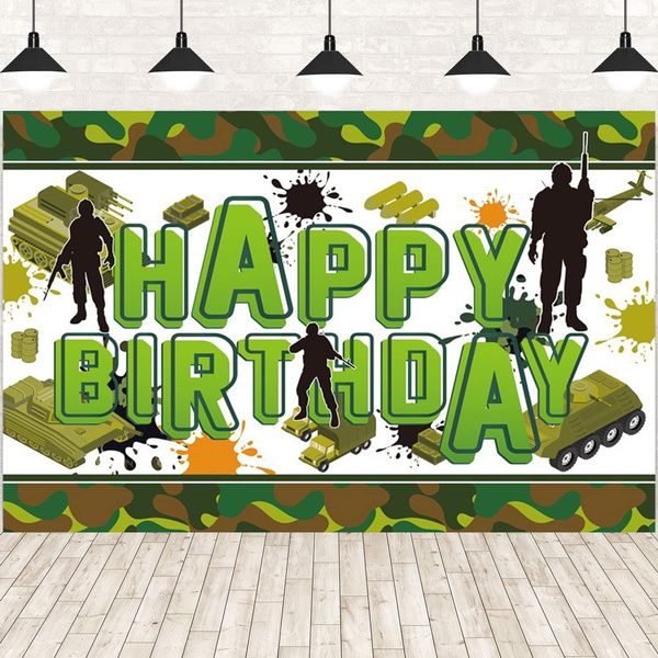 Camouflage Birthday Banner Camouflage Happy Birthday Party Backdrop ...