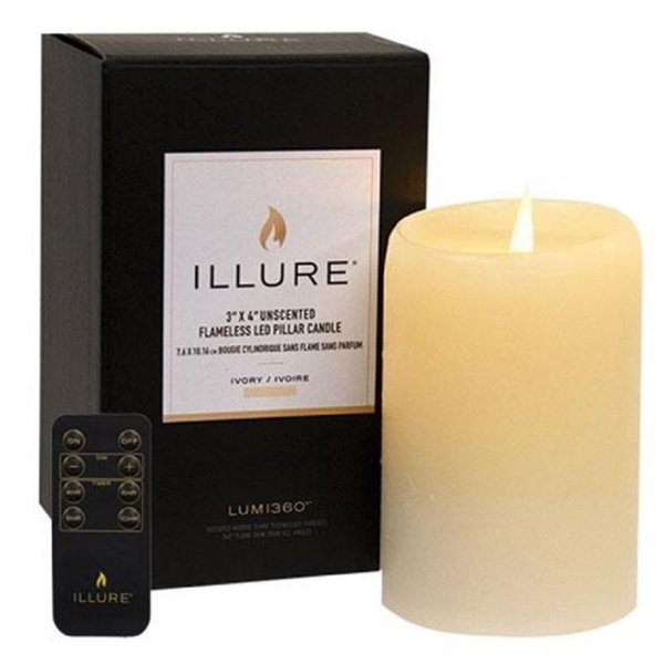 Illure Ivory Wax Unscented Flameless LED Pillar Candle 3 x 4 Inch | Wish