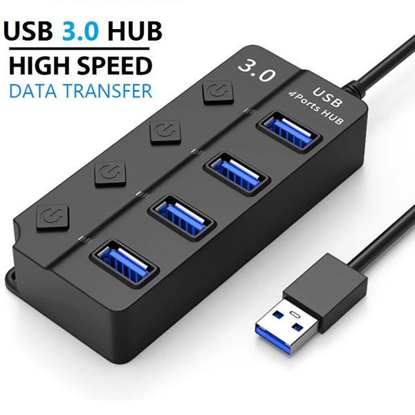 High Speed 4 Ports USB 3.0 Hub with Individual LED Power Switches ...