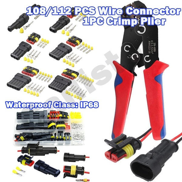 108/112PCS Car Connector Plug Terminal Auto Sealed Waterproof Electrical Wire Connector Plug ...