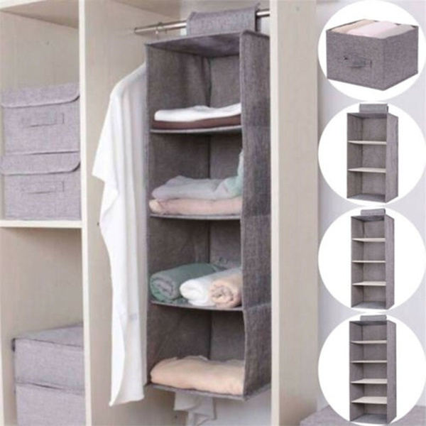 Hanging Organizer Closet, Hanging Clothes Storage Box Collapsible ...