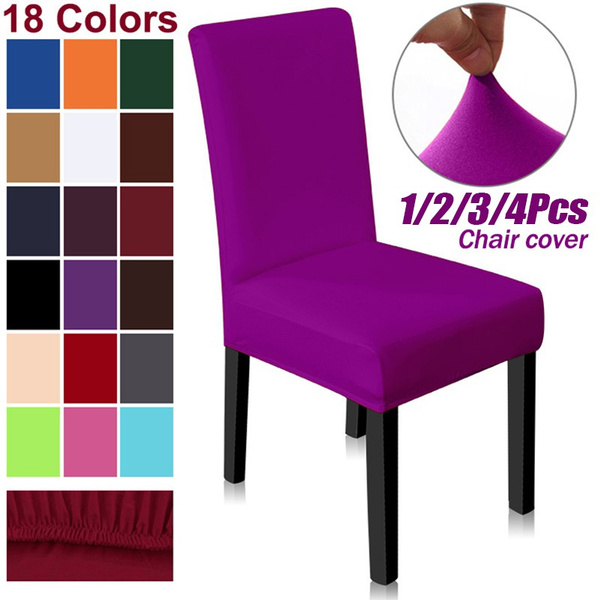 1/2/3/4Pcs Upgrade Solid Color Chair Cover Spandex Stretch Elastic ...