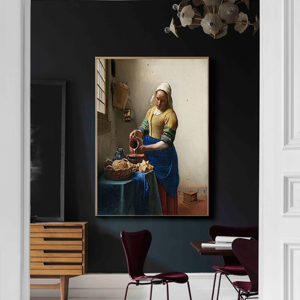 Posters and Prints Classical Famous Oil Painting The Milkmaid Wall Art ...