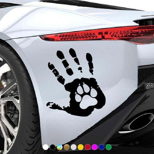 1PC Classic Handprints and Dog Paw Prints Reflective Car Stickers Art ...