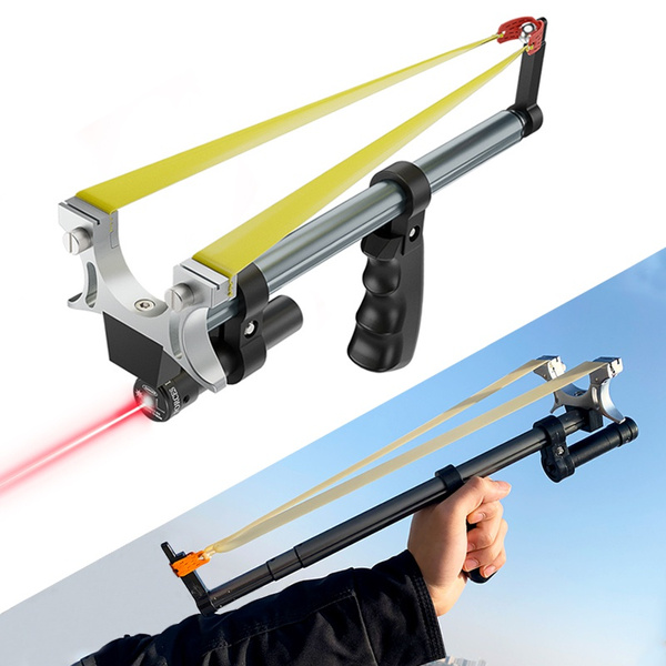 Outdoor Telescopic Hunting Catapult with Laser Flat Rubber Band ...