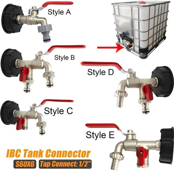 IBC Water Tank Tap Connector for Home Garden Double Head 1000 Liter IBC ...
