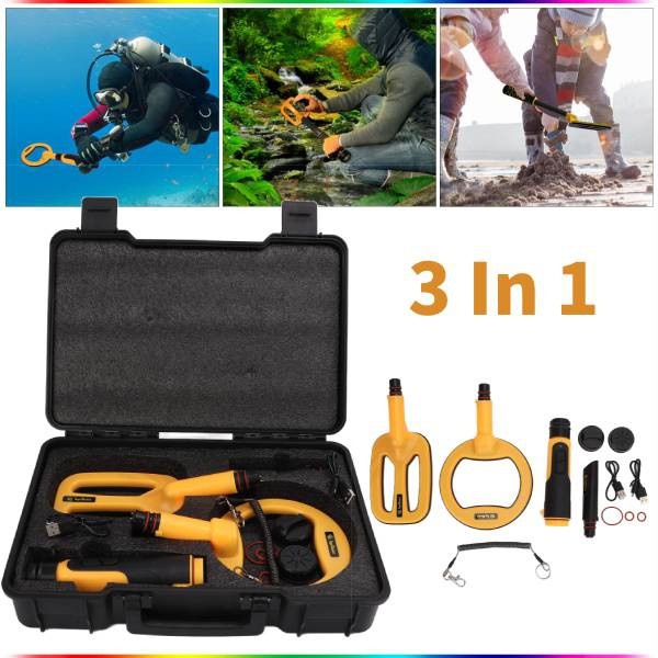 3 In 1 Waterproof Metal Detector Handheld IP68 Rechargeable Gold Metal ...