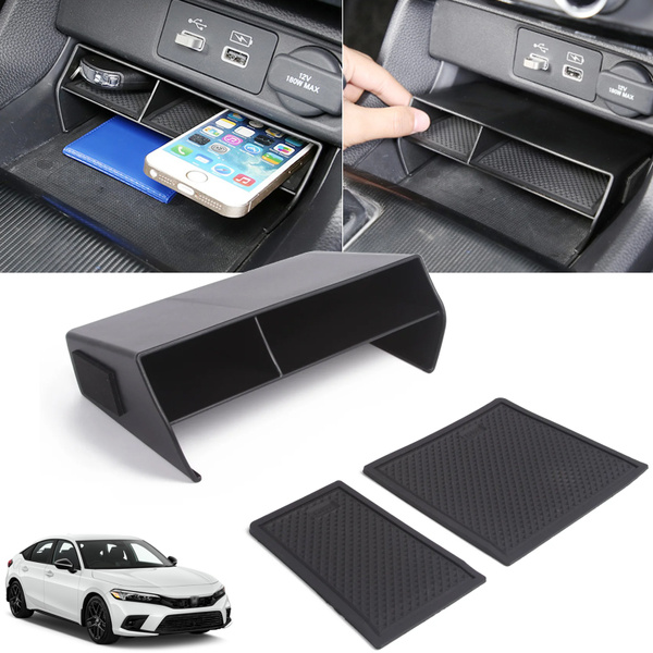 Black Interior 2-Layer Center Console Organizer Storage Box Holder ...
