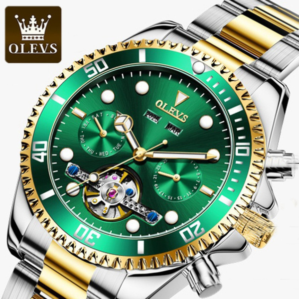 Olevs Luxury Business Flywheel Automatic Watch Large Dial Watch Gift ...