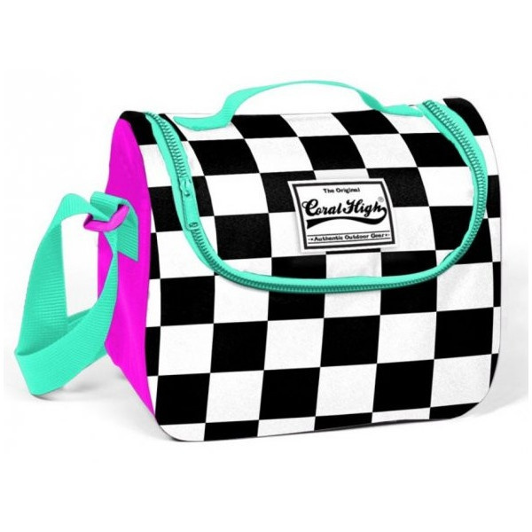 Coral High Checkered Girl Thermal Lunch Box - Pink-Black-White | Wish