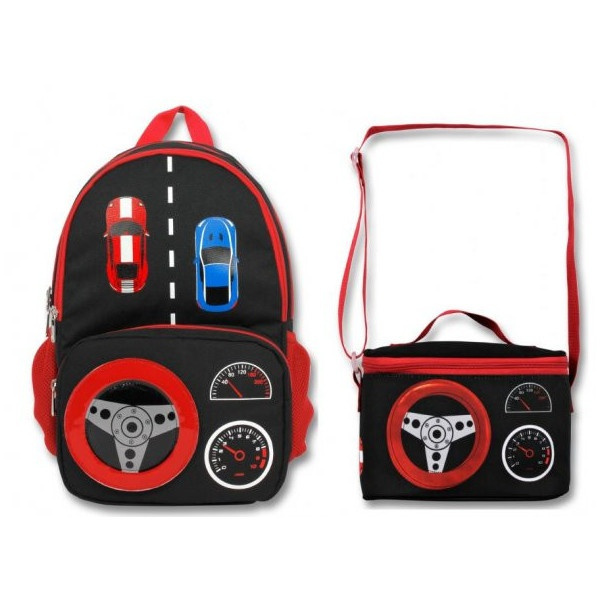 Cennec Red-Black Race Car Primary School Bag And Lunch Set - Boy | Wish
