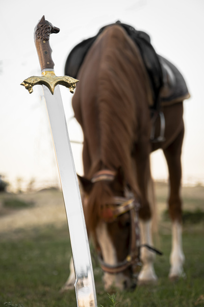 Palta Double Wolf Head Suleyman Shah Sword Katana Blade Claymore Glaive ...