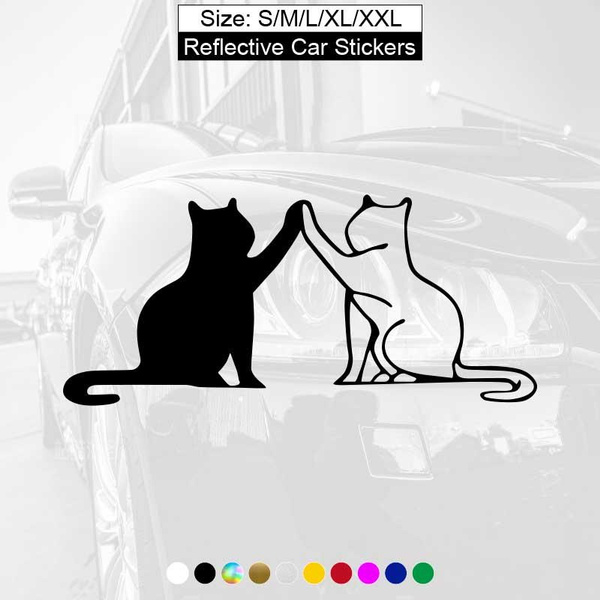 1PC Cute Cat Car Sticker High Five Car Accessories Waterproof Vinyl ...