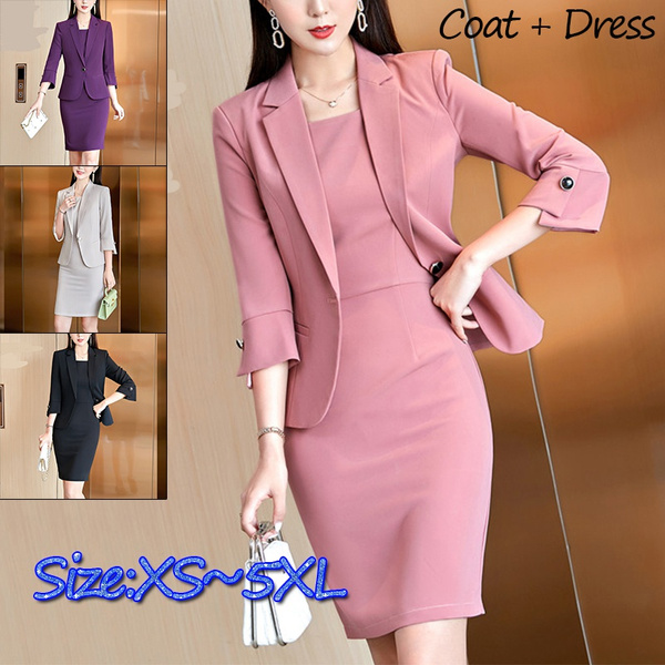 Elegant Blazer Dress Suits Women Business Work Uniform Office Lady ...