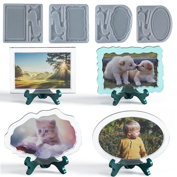 Photo Frame Silicone Mold Square Round Wave Photo Frame Stand Set ...